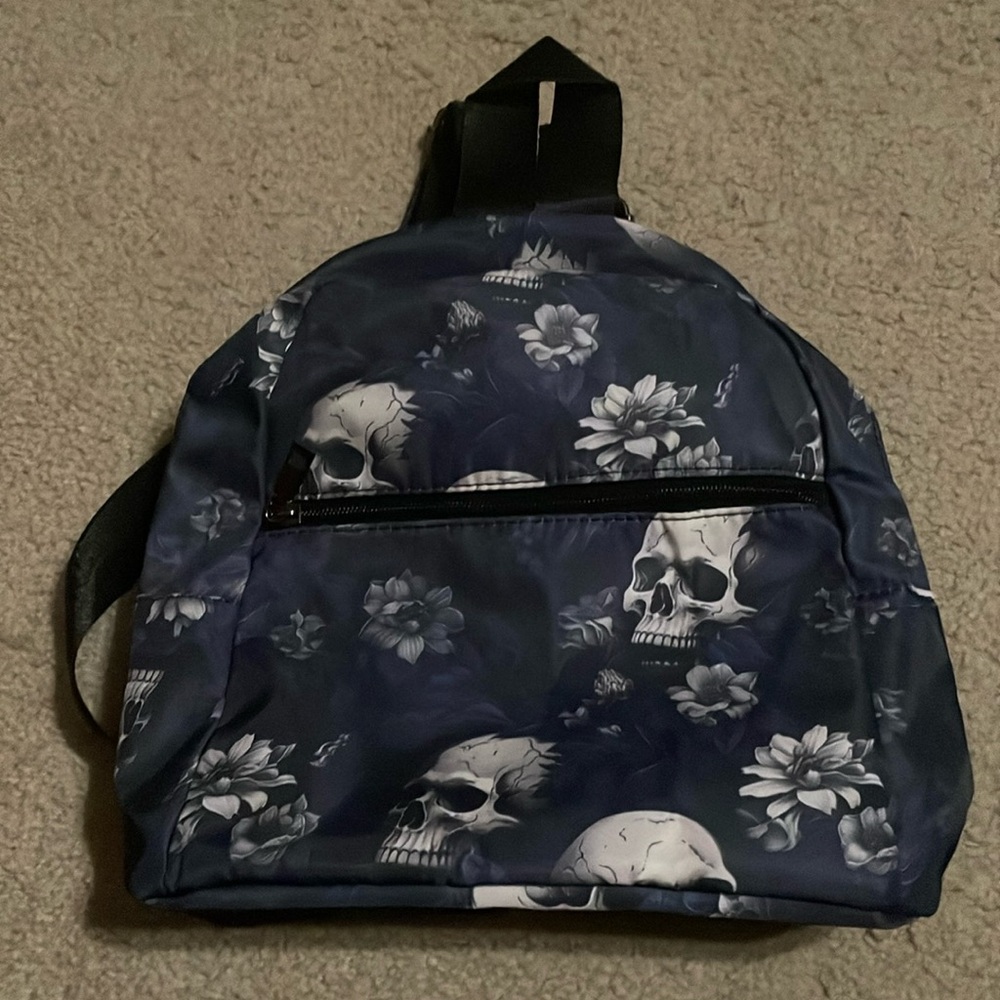 Blue A Skull And Roses Mini Backpack - Gem